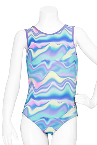 Destira Leotards for Girls Gymnastics, Cotton Candy Multi-Colored Swirls Fun Design Dance, Ballet One-Piece Outfit, Child Medium (8)