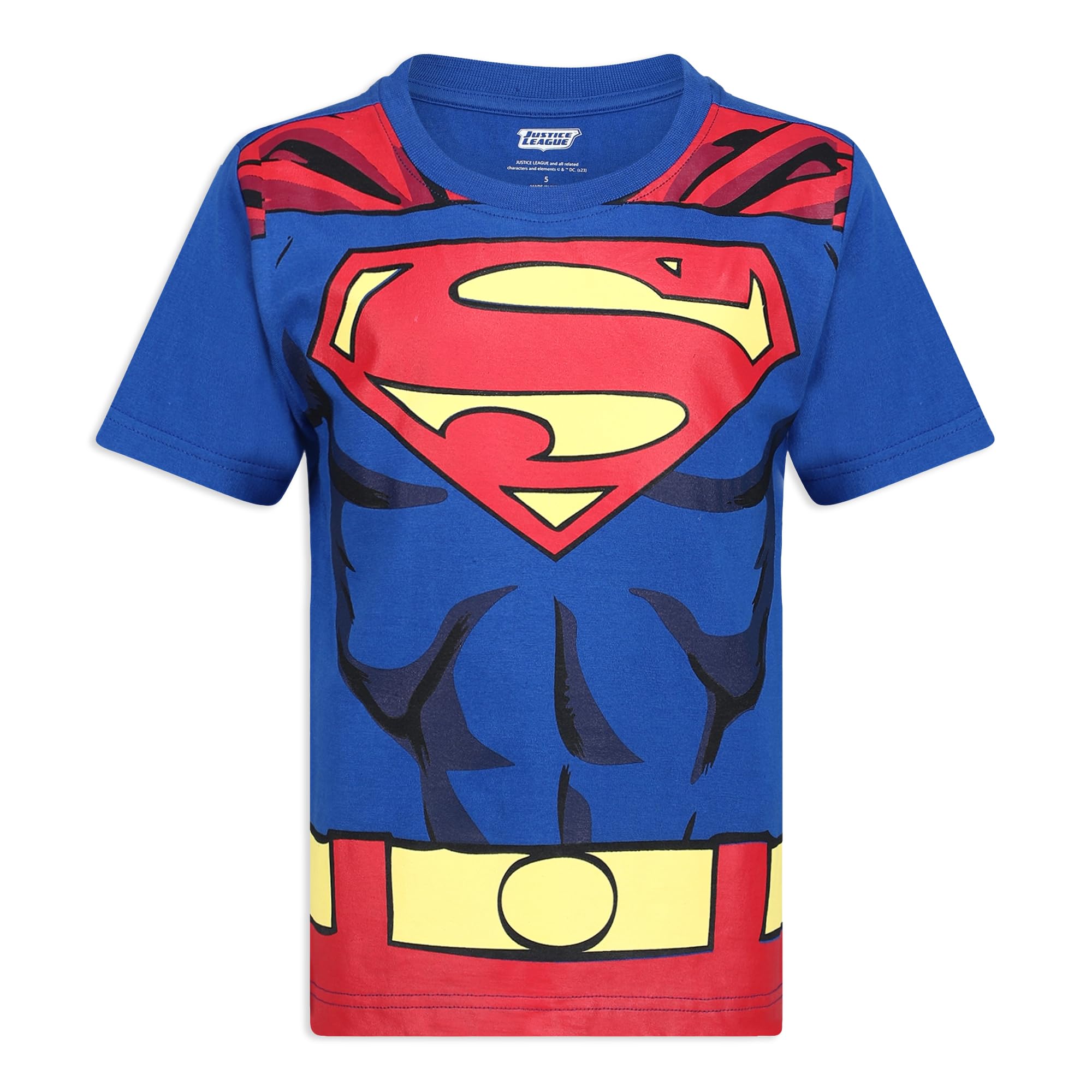 DC Comics Justice League Boys’ 4 Pack T-Shirts for Toddler and Little Kids– Blue/Red/Green/Gray
