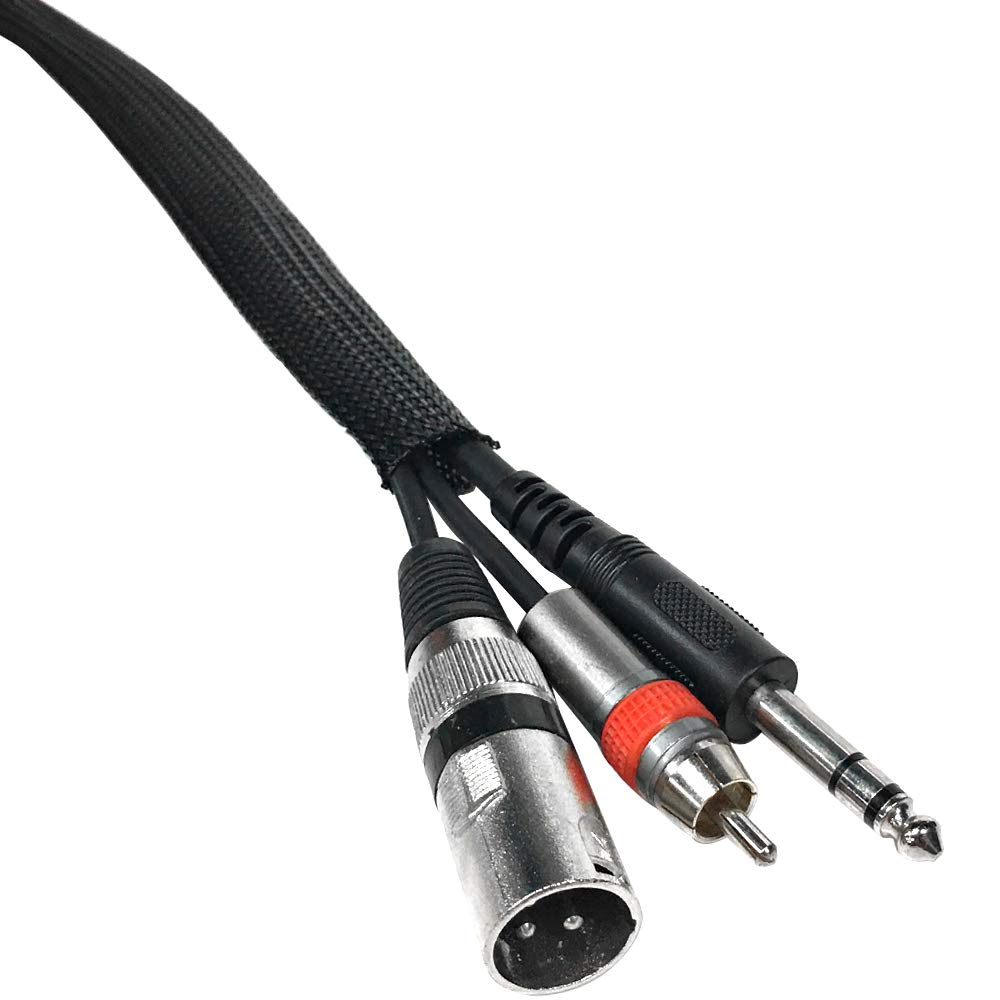Seismic Audio - EBS38100Blue- 100 Feet Blue/Black 3/8" Expandable Woven Cable Sleeve Tubing Cord Sock