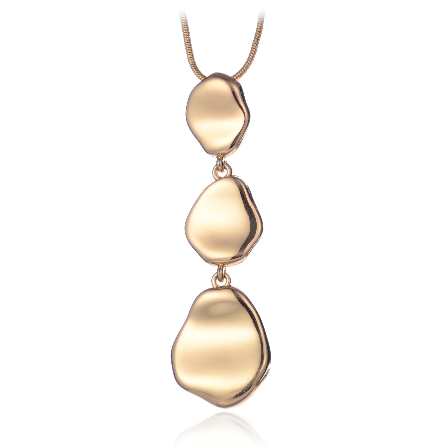 welbijoux Long Lariat Chain Necklace 18K Gold Plating 3 Special Shape Y Bar Pendant Necklace for Women