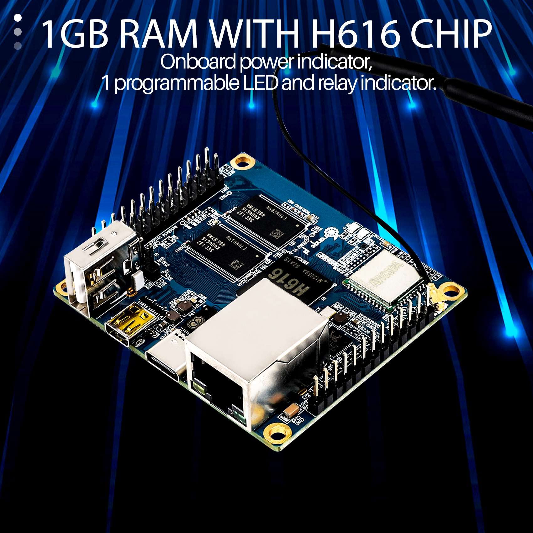 Geroosaty Orange Pi Zero 2,1GB RAM with H616 Chip,Support Gigabit Network, BT, Wif,Run 10,Ubuntu,OS Single Board, blue, 523529