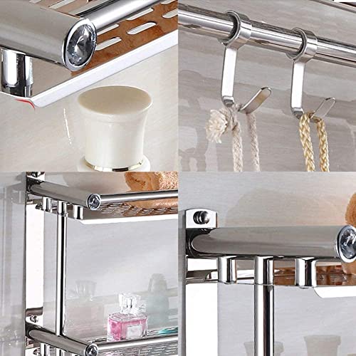 Generic Towel Rack Wall Mounted,Bathroom Wall Mounted Bath Shelf 304 Stainless Steel Storage Holders Multifunctional Rack Kitchen Holder with Hooks Hanging Washbasin Washroom Organiser