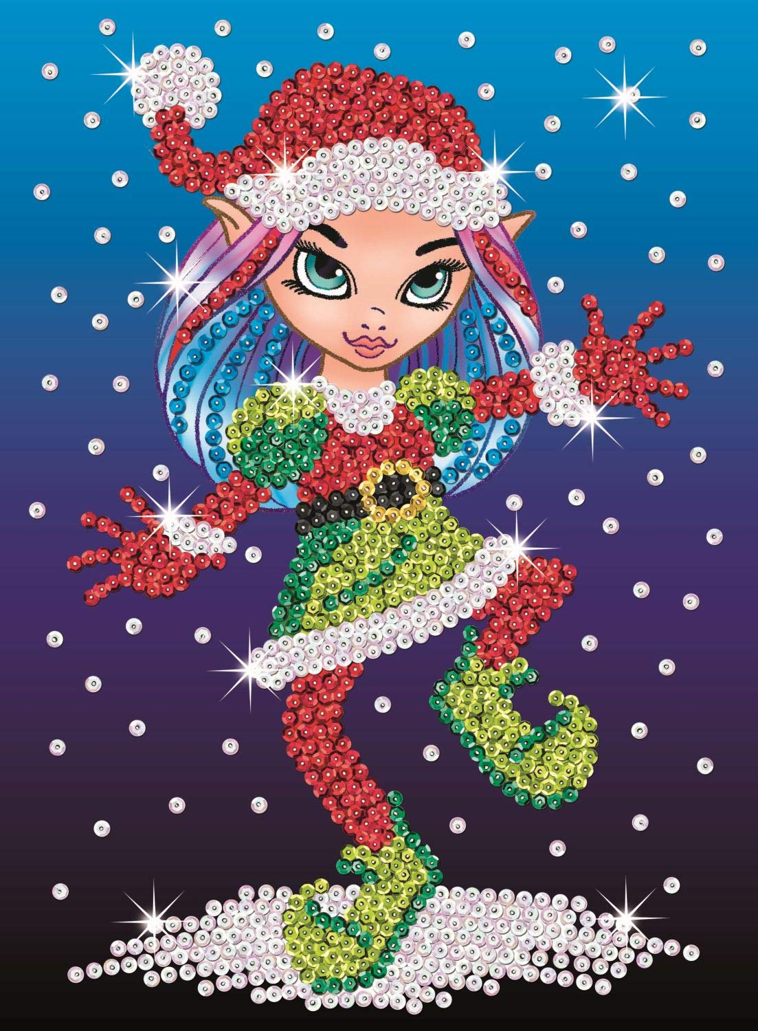 Sequin Art Red Christmas Astrid Elf, Sparkling Arts and Crafts Kit; Creative Crafts for Adults and Kids,Colourful