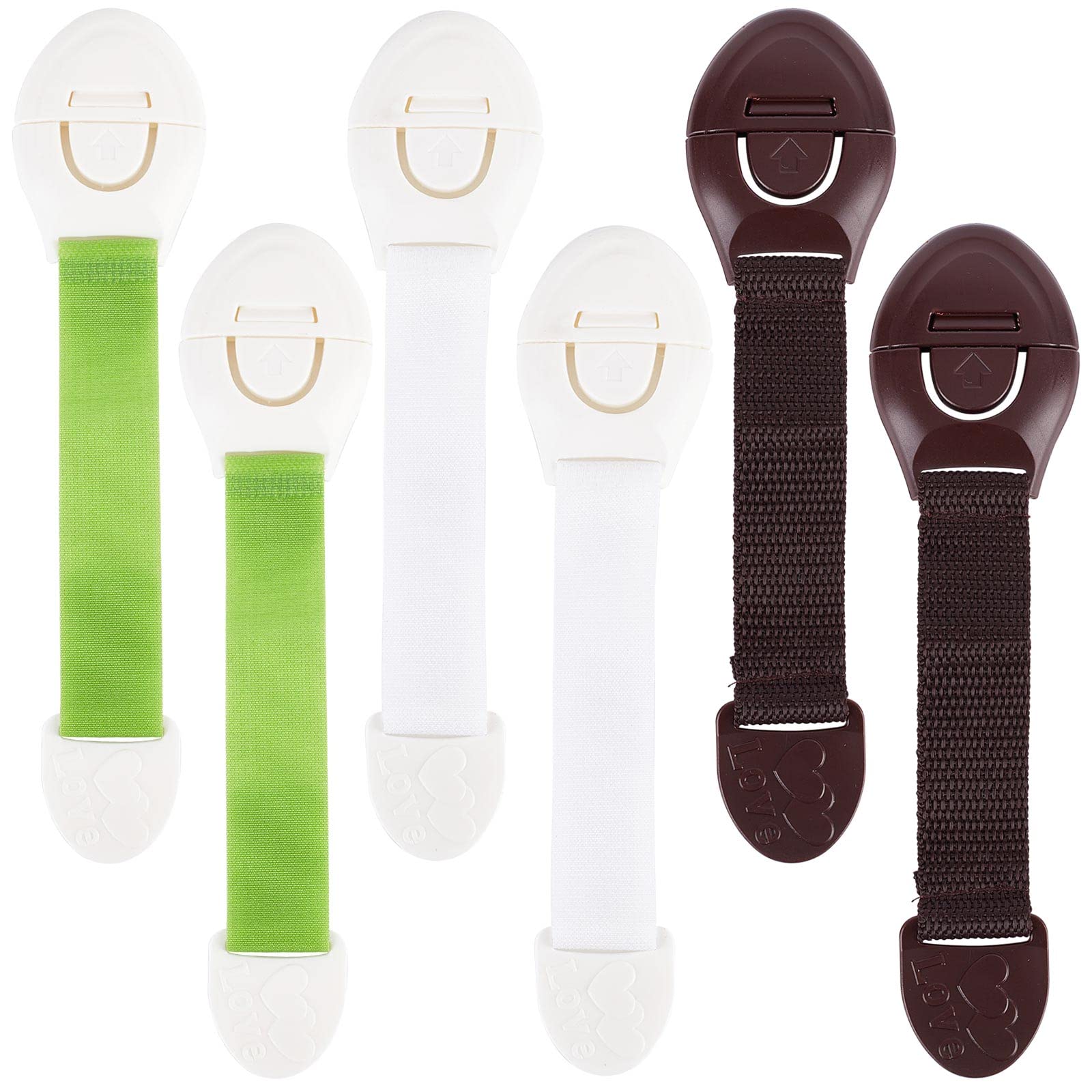 GORGECRAFT 12Pcs 3 Colors Safety Cupboard Locks Adjustable Proofing Cabinet Strap Locks with Adhesive for Cabinets Drawers Dishwasher Toilet Fridge Oven Closet Anti-Trapped Fingers Home Kitchen Tool