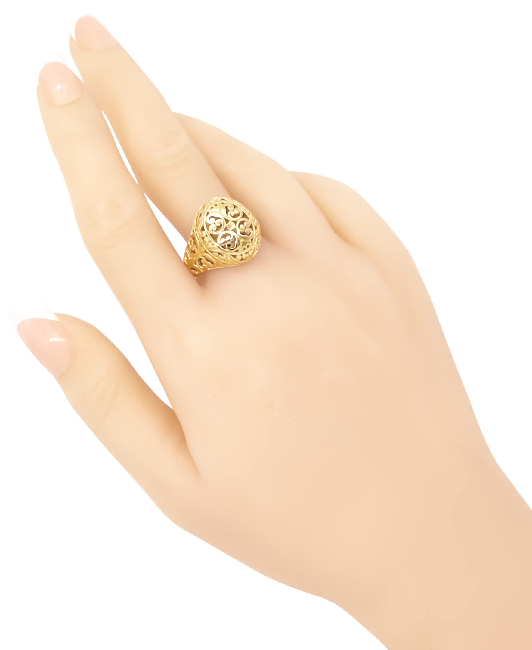 DEVATA Sterling Silver 925 Filigree Bali Dome Ring DCM2318SS (Size 07)