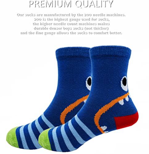 Cczmfeas Kids Boys Cartoon Dinosaurs Pattern Sport Socks 10 Pairs (4-7 Years, Dinosaurs-Gray)