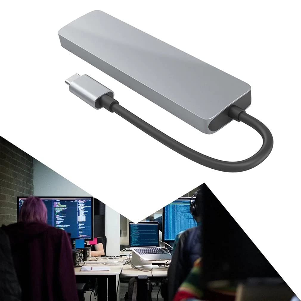 GFDFD Type-C Hub to HDMI-Compatible Adapter 4K 3 USB C Hub with TF Security Digital Reader Slot for Pro
