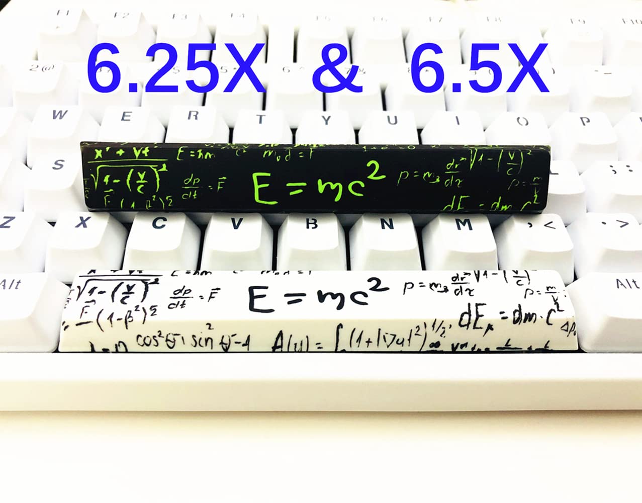 Novelty Spacebar Artisan Keycap PBT Dye Subbed 6.25u 6.5u Custom Keycaps OEM Profile for Standard ANSI Cherry MX Mechanical Gaming Keyboards (6.25u E=mc² (Black))