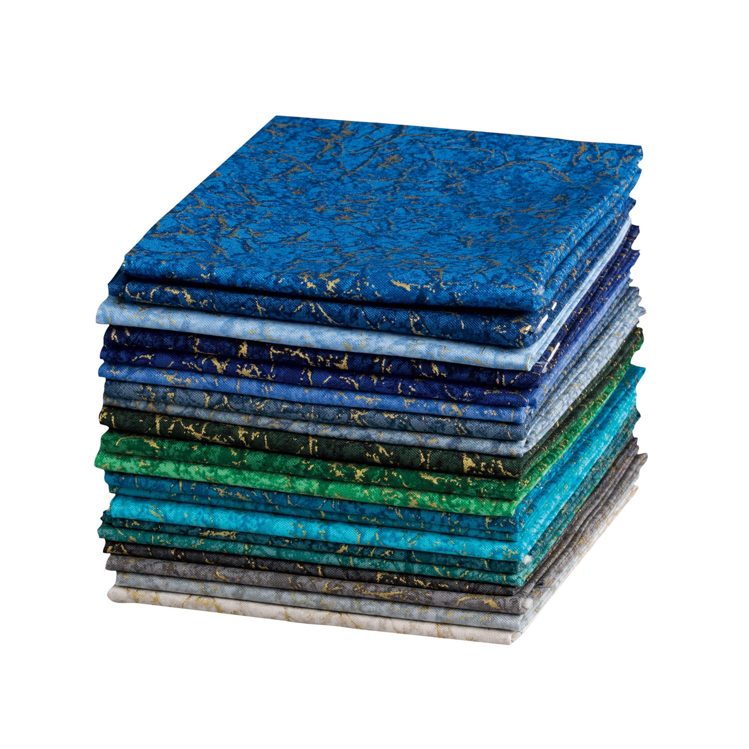 Connecting Threads Blender Collection Precut 20 pcs 18"x22" 100% Cotton Quilting Fabric Bundle Fat Quarter (Quartz Metallic Tonals Cool)