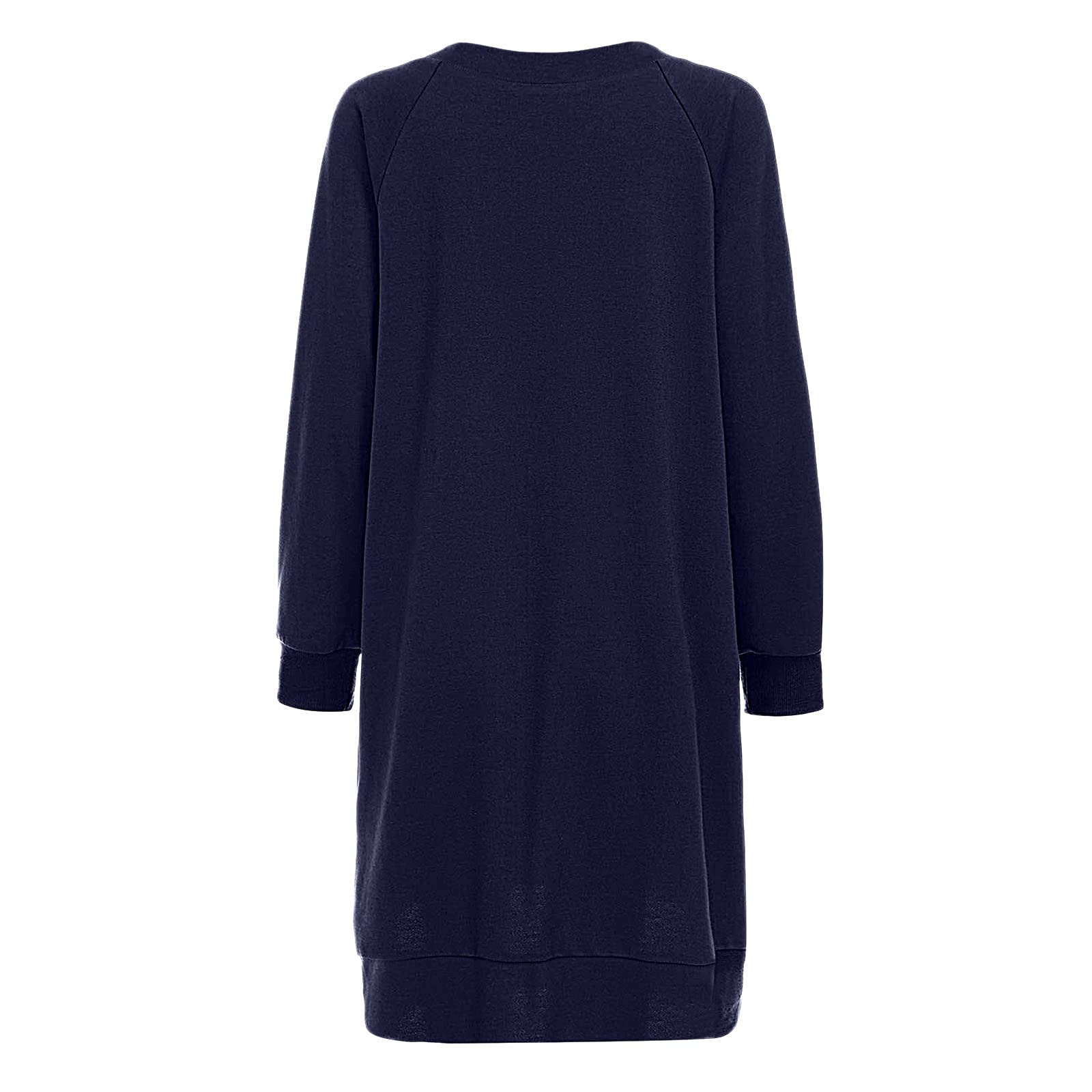 Deep V-Neck Sweatshirt Dress for Women Front Lace Up Raglan Long Sleeve Drawstring Solid Mini Dress Navy