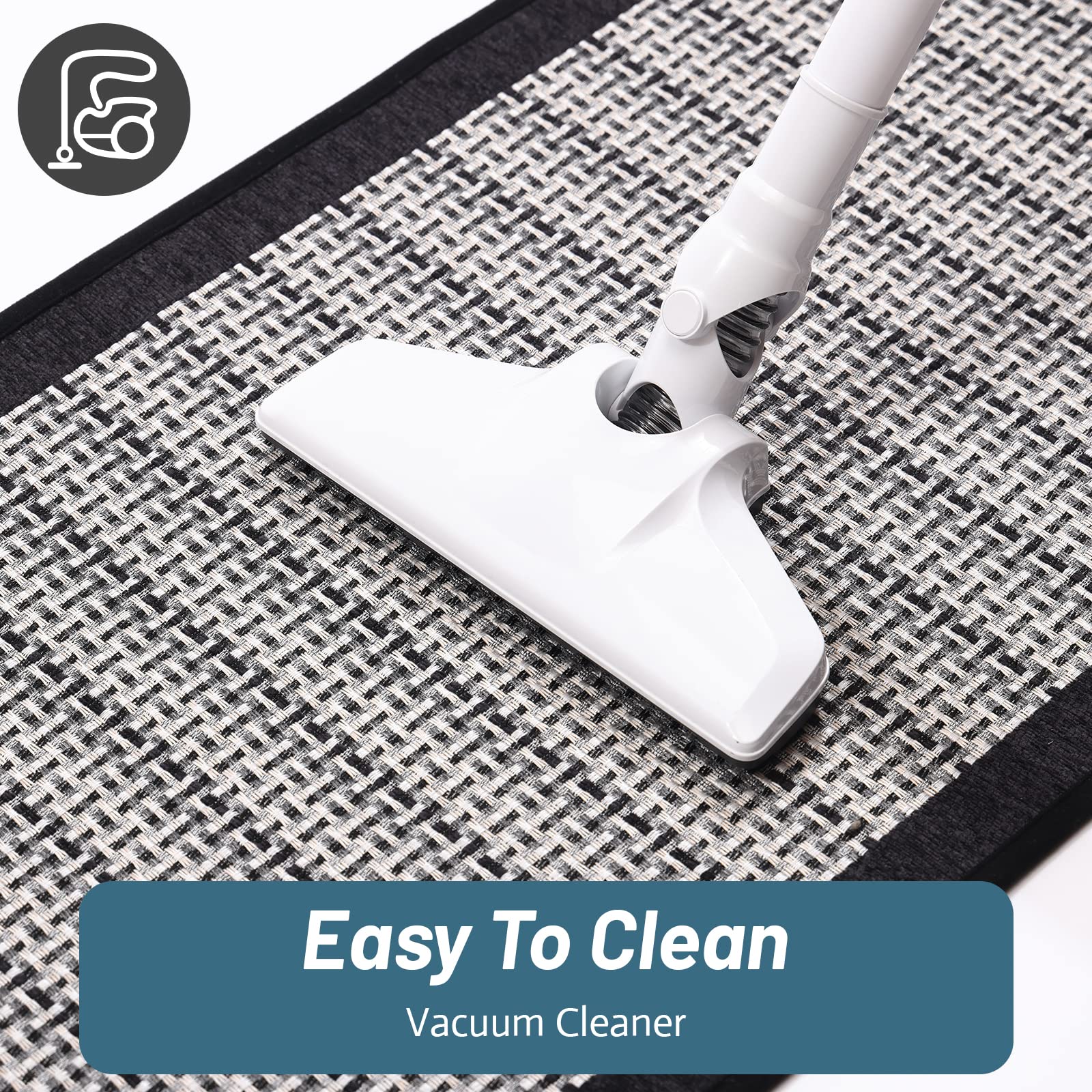 Cognitixx Kitchen Rugs, Non Skid Washable Kitchen Floor Rugs Absorbent Kitchen Mats with Rubber Backing, Durable Woven Floor Mats for Kitchen, Home, Farmhouse, Front of Sink (Black, 20" x 32")