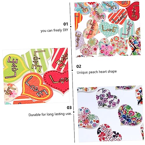 COHEALI 300 Pcs Wooden Heart Button Scrapbook Craft Button Sweater Fasteners Buttons Wood Sewing Buttons Decorative Wedding Decor Dining Table Decor Two-Hole Buttons hat Buckle Jeans