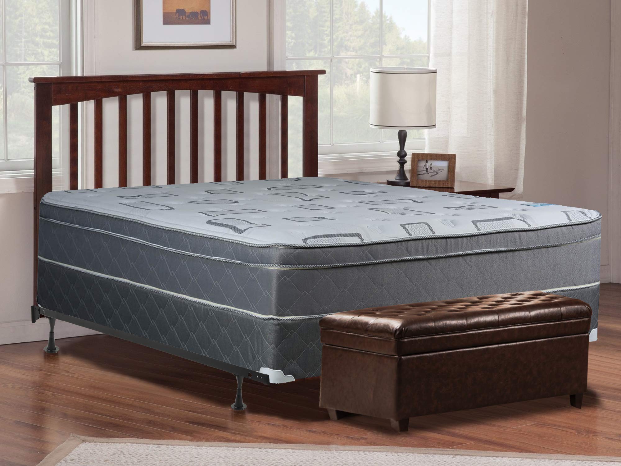 Mayton Mattress, Box Spring And Bed Frame - Medium Plush Hybrid Euro Top Foam Encased / Improves Sleep By Reducing Back Pain , Fully Assembled 53x74
