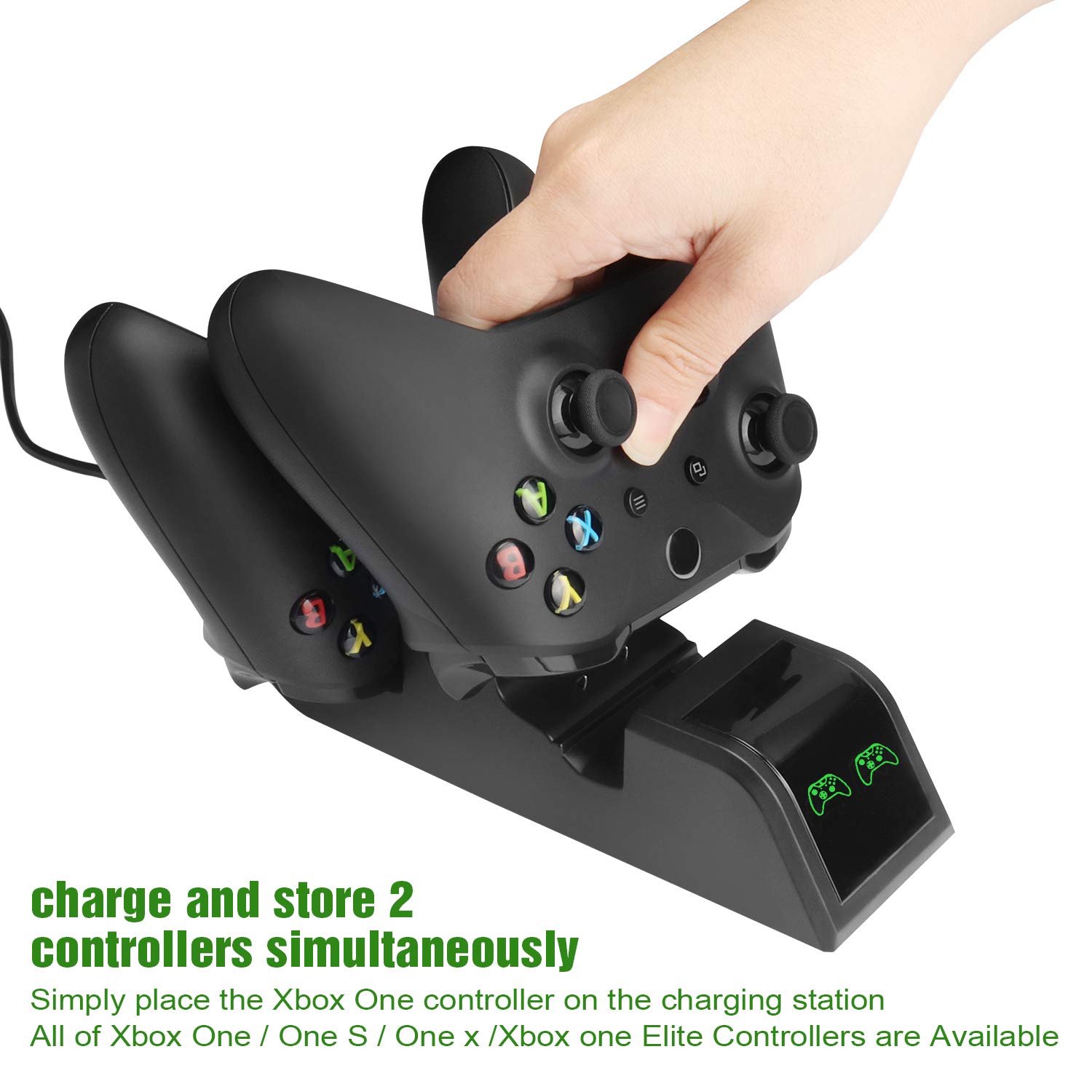 Controller Charger, FUXINYA Dual Controller Charger Station, Compatible with Xbox One/One X/One S Controller, Charger Stand, with 3 x 1200 mAh Rechargeable Battery Pack & Charging Dock