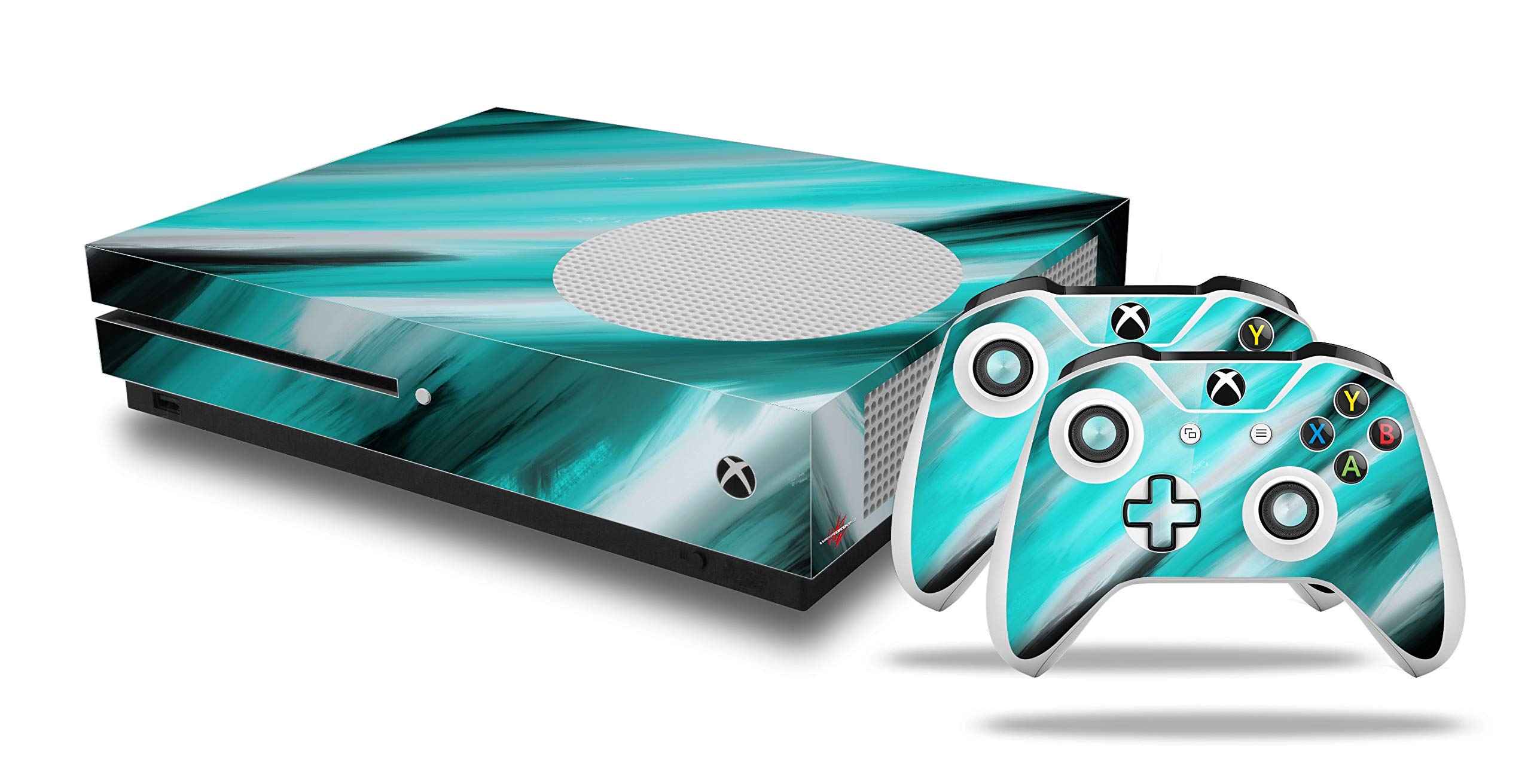 WraptorSkinz Decal Vinyl Skin Wrap Compatible with Xbox One S Console and Controllers - Paint Blend Teal