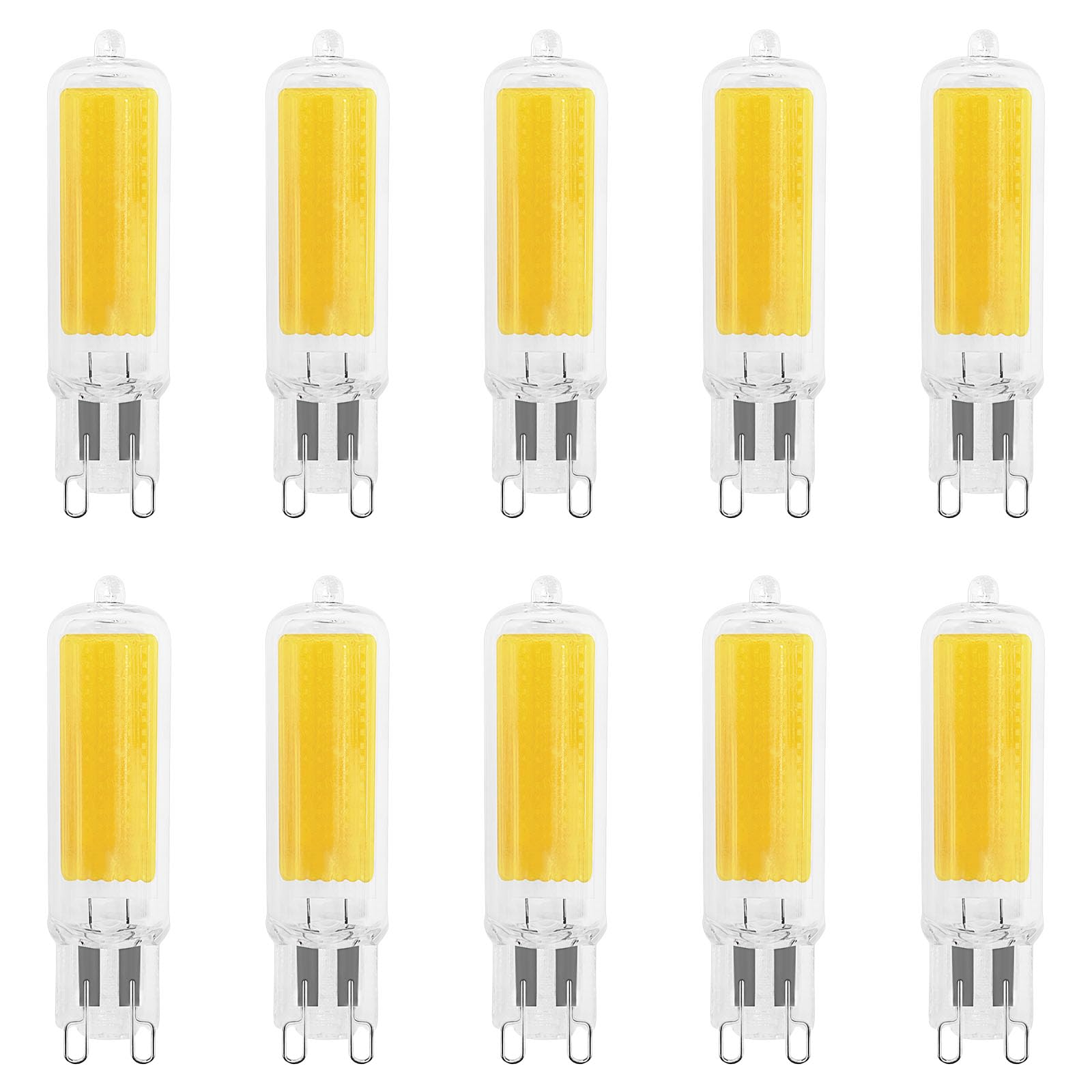 LUXRITE G9 LED Bulb Dimmable 4.5W, 50 Watt T4 G9 Halogen Equivalent, 3500K Natural White, 450 Lumens, Glass G9 Bi Pin Base, 320° Beam Angle, ETL Listed (10 Pack)