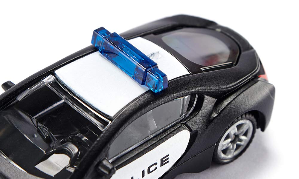 Siku 1533, BMW i8 US Police Car, Metal/Plastic, Black/White, Versatile, Toy Vehicle for Children