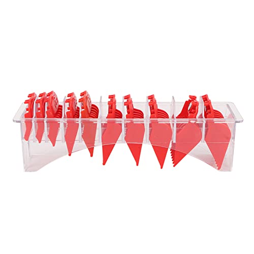 Hair Clipper Guide 10pcs, Guide Set Comb Beard and Mustache Trimmers Red Compatible Cutting Guides Attachment with Storage Box Comb Guard 1.5mm X 25mm