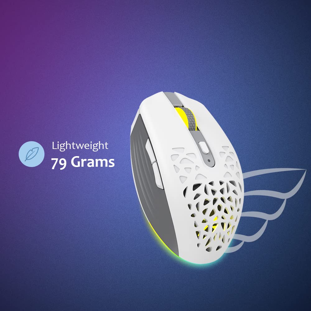 DeLUX Wireless Gaming Mouse with 6 Programmable Buttons, RGB Backlit, Tri-Mode Connection, PAW3335 Optical Sensor, Up to 16000DPI, TTC Encoder Wheel, Interchangeable Cover (M820DC-White)