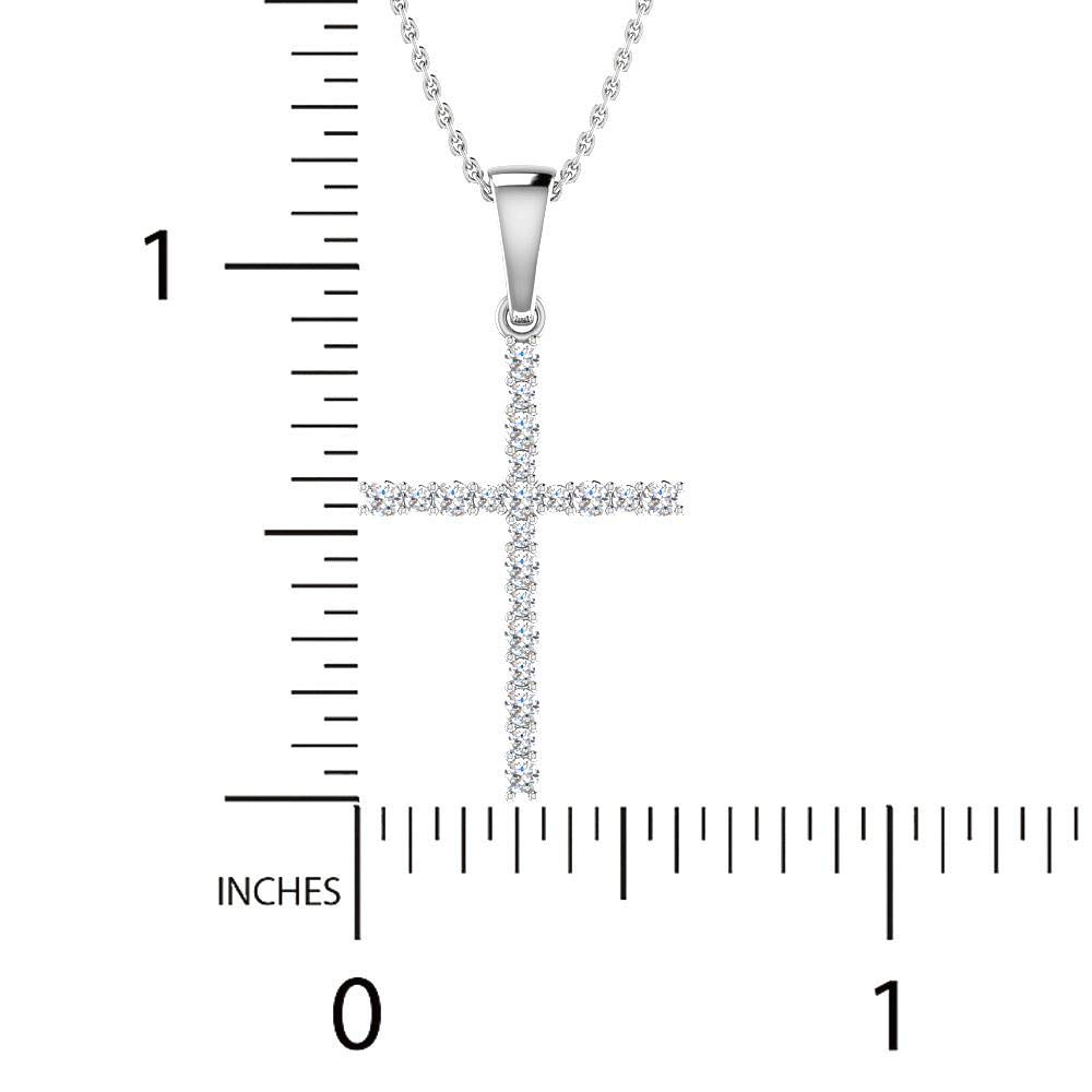 Diamond Cross Pendant Necklace - 1/3 Ctw (IGI Certified) in 925 Sterling Silver (with 18" Chain)