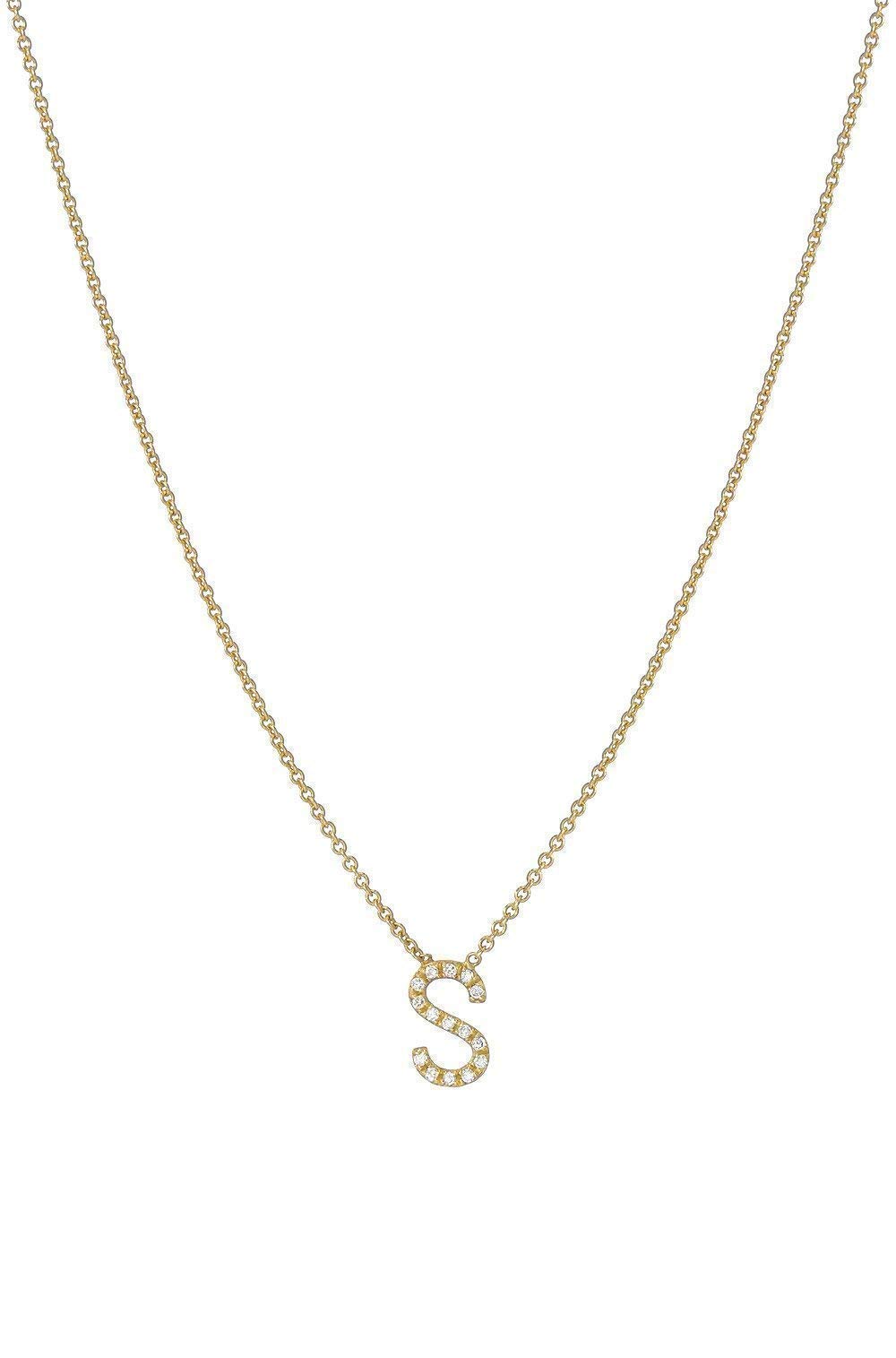 Diamond Initial Necklace, 14K Gold Pave Diamond Letter Necklace, Personalized Diamond Letter Necklace, Stackable, Handmade, Yellow Gold, Rose Gold, White Gold, Zoe Lev Jewelry