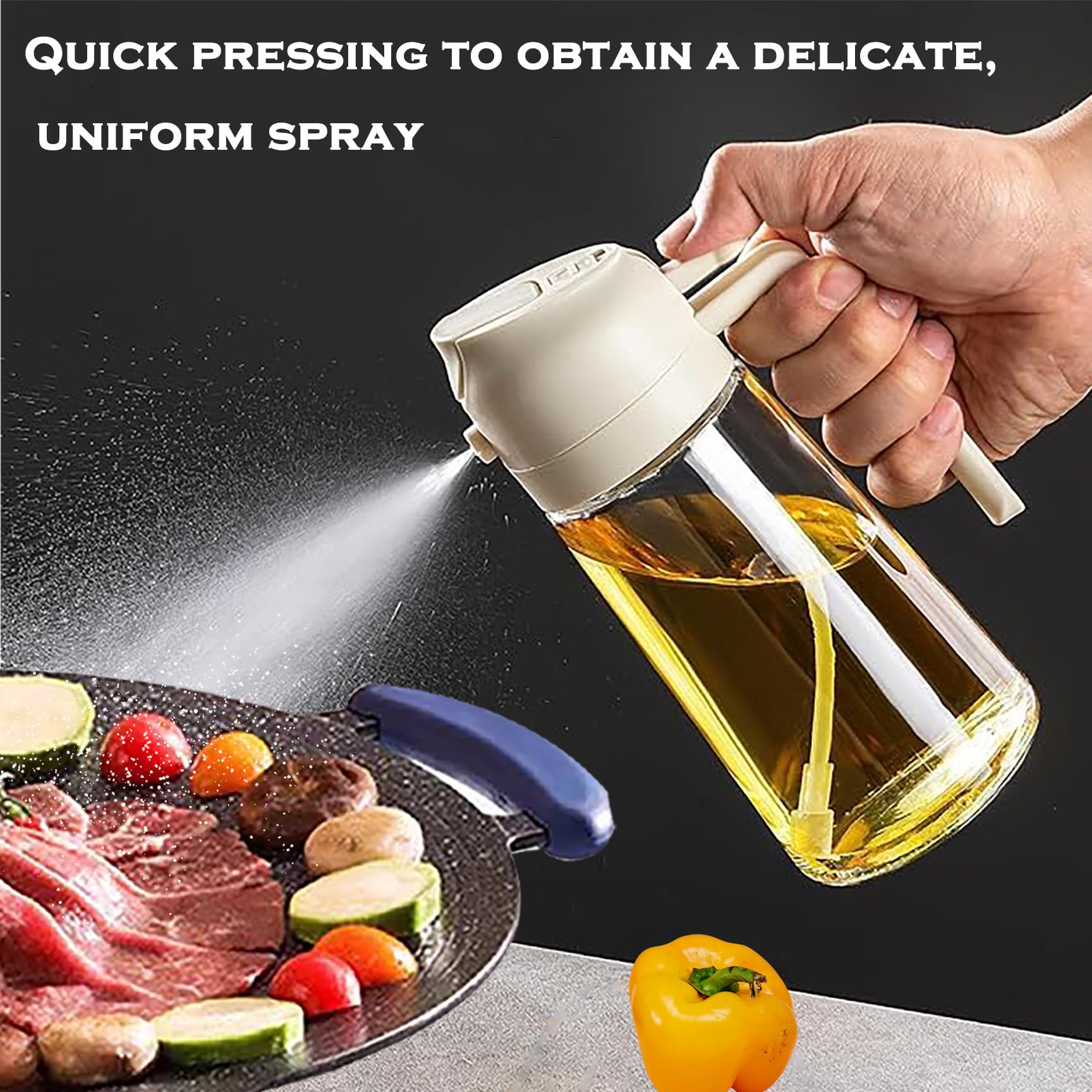GLBEAR 16oz Olive Oil Dispenser, 2 in 1 Oil Sprayer for Cooking,470ml spray bottles,oil dispenser for kitchen,Salad,BBQ