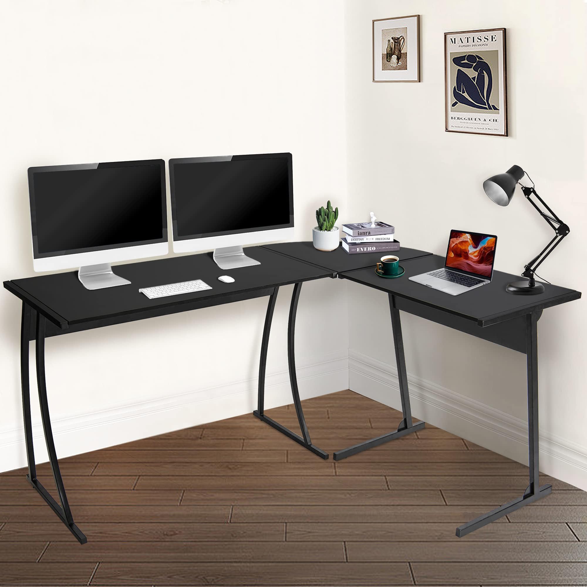 Colegence L Shaped Gaming Desk,58'' Computer Corner Desk for Home Office,Reversible Lshaped Desk for PC Desk with Easy Assembly L Desk for Studio, Work, Study, Writing, Reading,Gamer,Bedroom