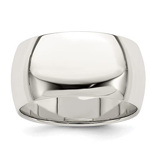 Diamond2Deal 925 Sterling Silver 10mm Half Round Wedding Band Ring