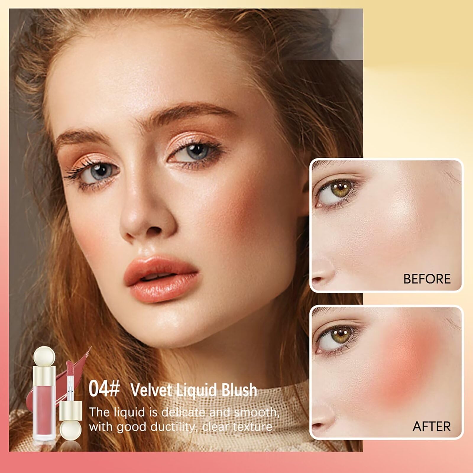 Gmaxit Liquid Blush,Soft Cream Face Blush,Natural Matte Finish Looking, Dewy Cheek Tint, Moisturizing Lightweight Blendable Feel(4#)