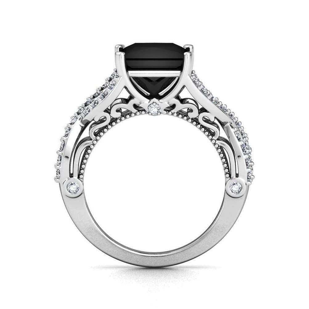 DESTINY JEWEL Black Princess Cut Diamond 2.25Ct Diamond Engagement Wedding Ring_13