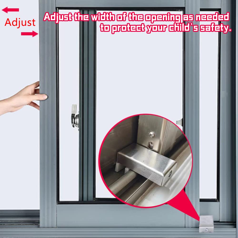 Gobericher 2 Pack Sliding Door Lock - Safety Lock, Child/Baby Slide Window Locks,Kids Proof Patio Closet Doors Security Child,Windows Guard Stopper,Easy Install and Use, No Drilling Tools Needed