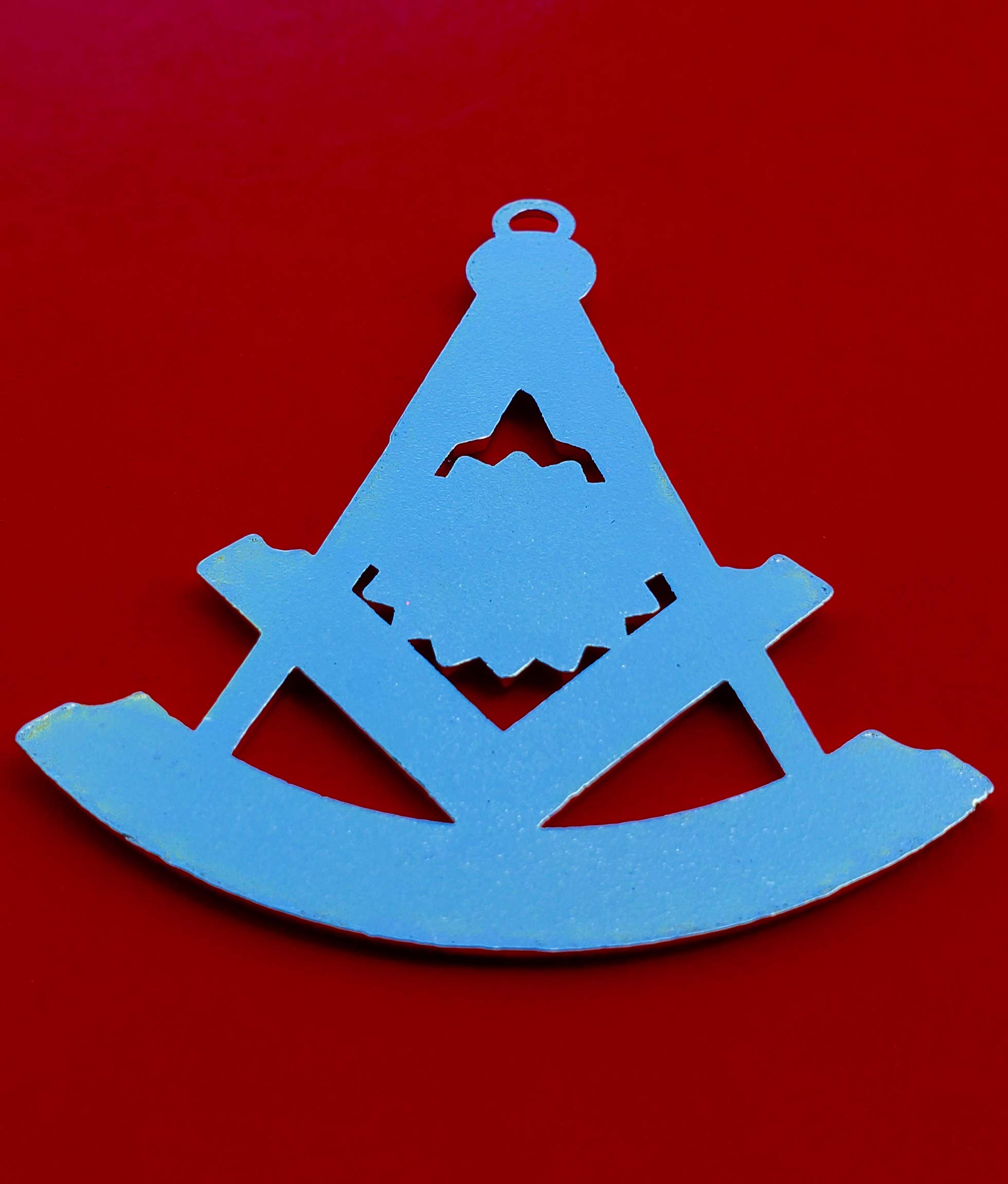 DEURA Past Master MASON Masonic Collar Jewel SQUARE & COMPASS SILVER PLATED 3"