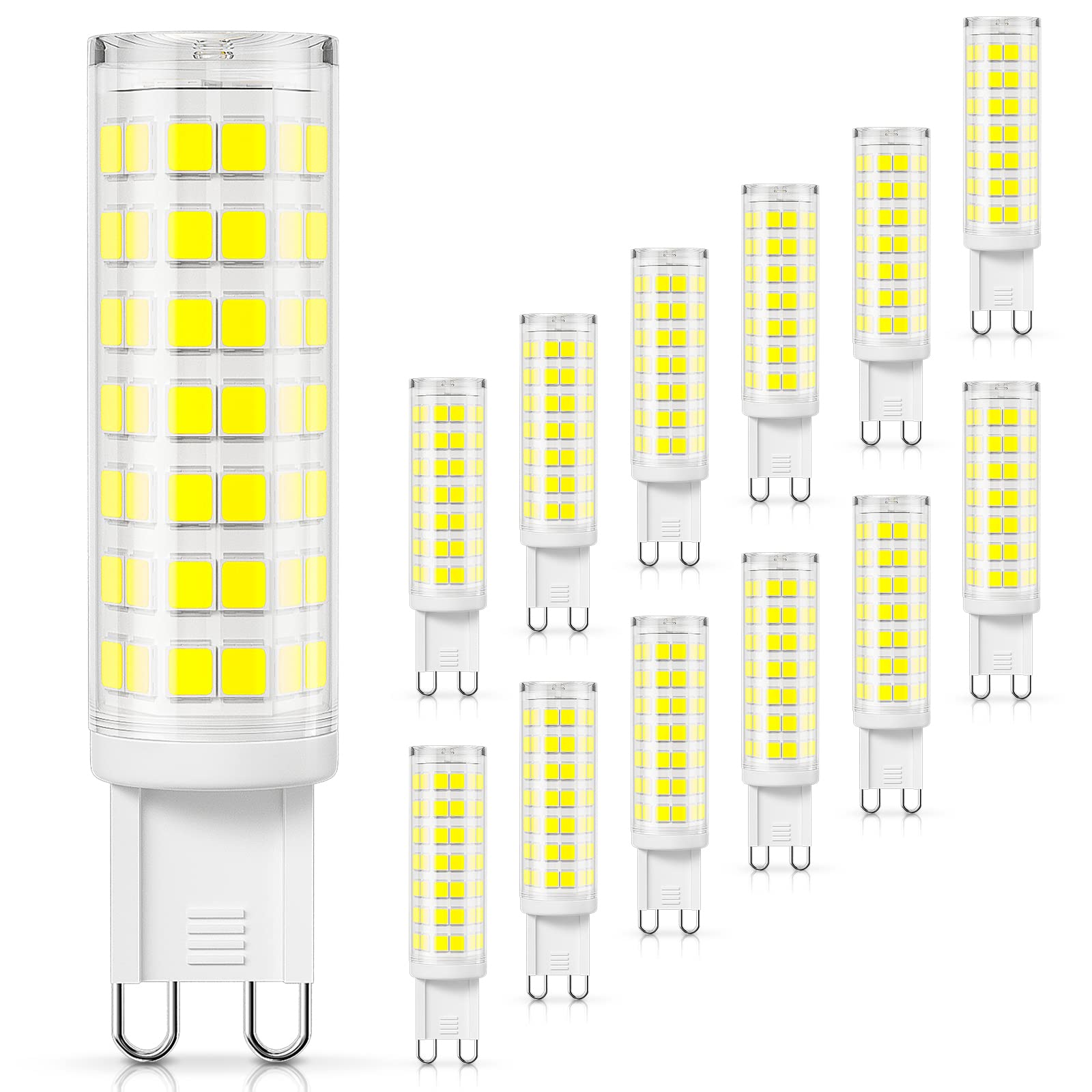 DiCUNO G9 LED Bulb Dimmable, 4W (40W Halogen Equivalent), 430LM, Daylight White 5000K 120V Bi Pin Ceramic Base Light Bulbs for Chandelier, Home Lighting (12-Pack)