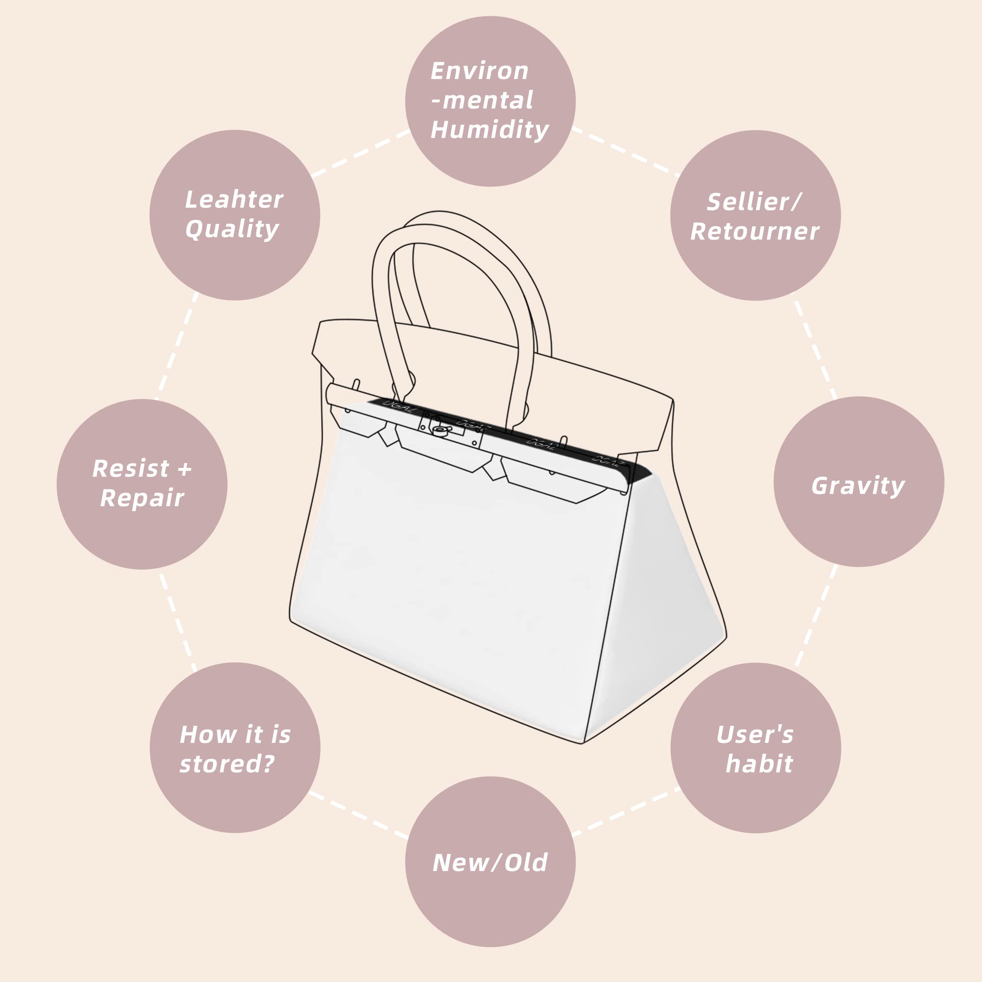DGAZ Purse Pillow Shaper Insert,Luxury Handbag Tote Shapers, Memory Foam- Fits Birkin 25/30/35/40 Bag (White, BK25)