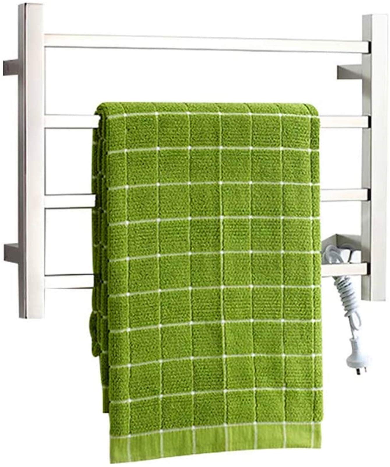 GKLAWAA Towel Warmer, Heated Towel Warmer,Stainless Steel Electric Heated Warmer Radiator Wall Mount Towel Rail for Bathroom Kitchen,Bath Towel Dryer (Plugin)