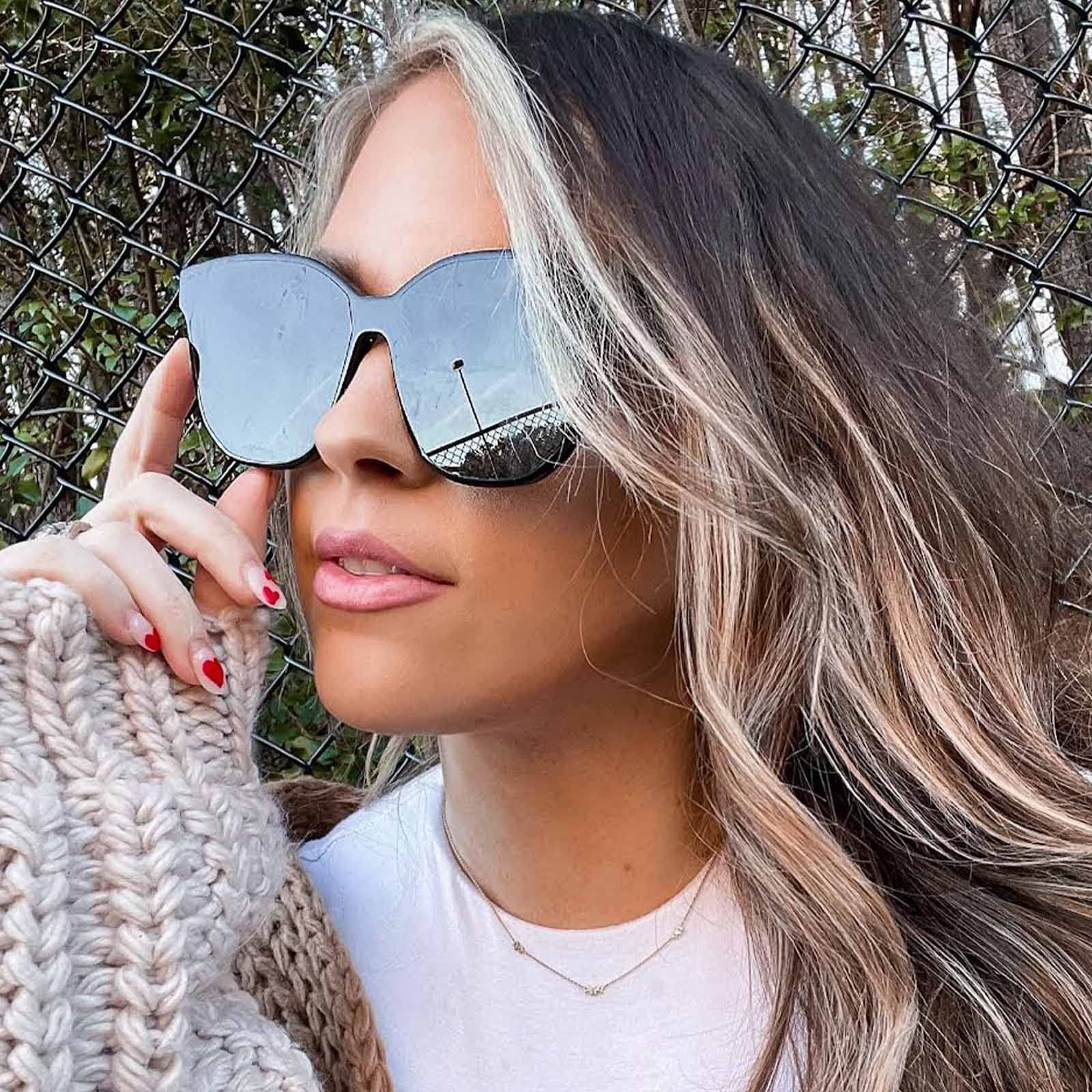 DIFF Gia Designer Oversized Square sunglasses for Women UV400 Protection Protection, Black + Grey