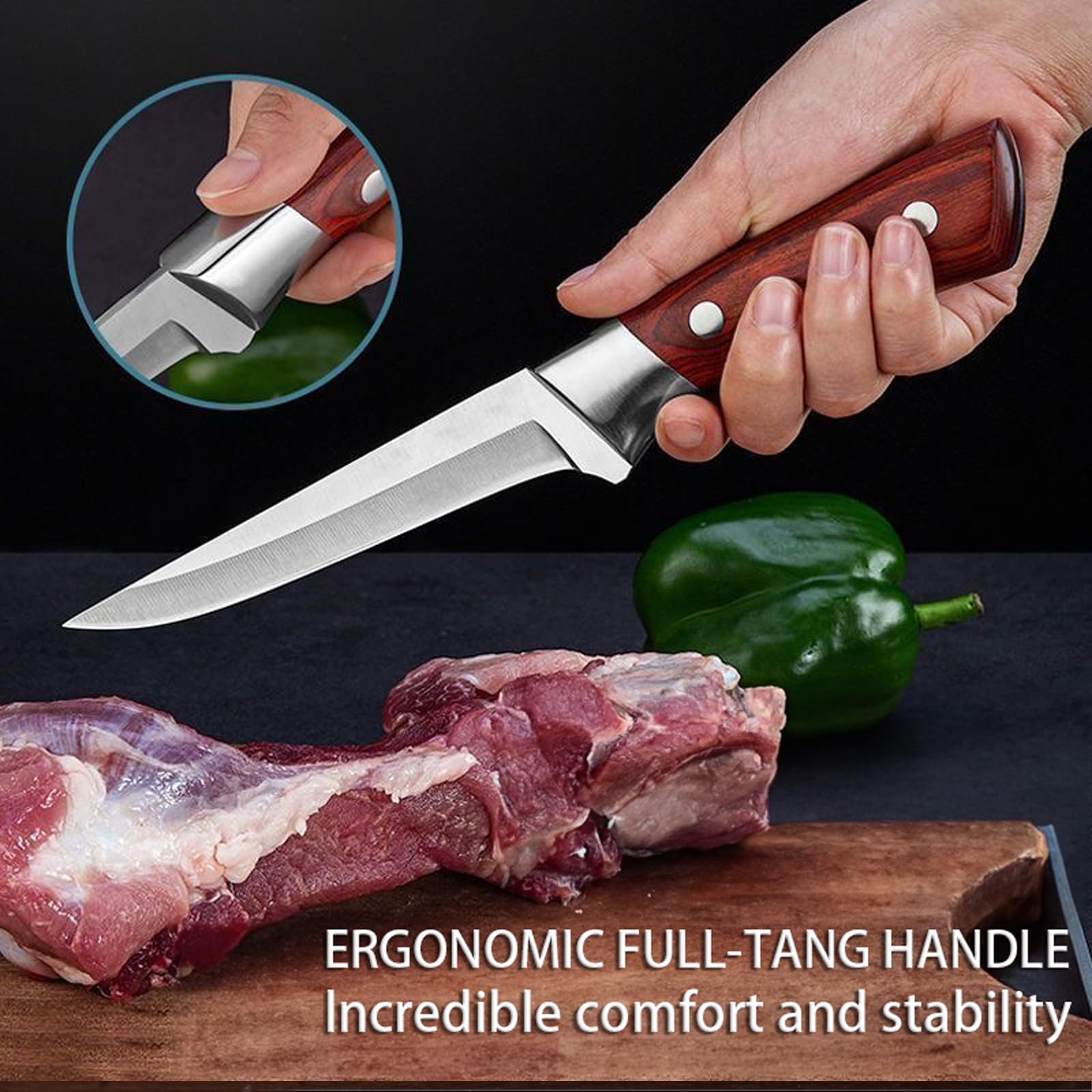 Magicorange Boning Knife, 5.7 inch Sharp Stainless Steel Kitchen Knife Fillet Knife for Meat, Fish, Poultry, Full Tang, Ergonomic Handle (Boning Knife)