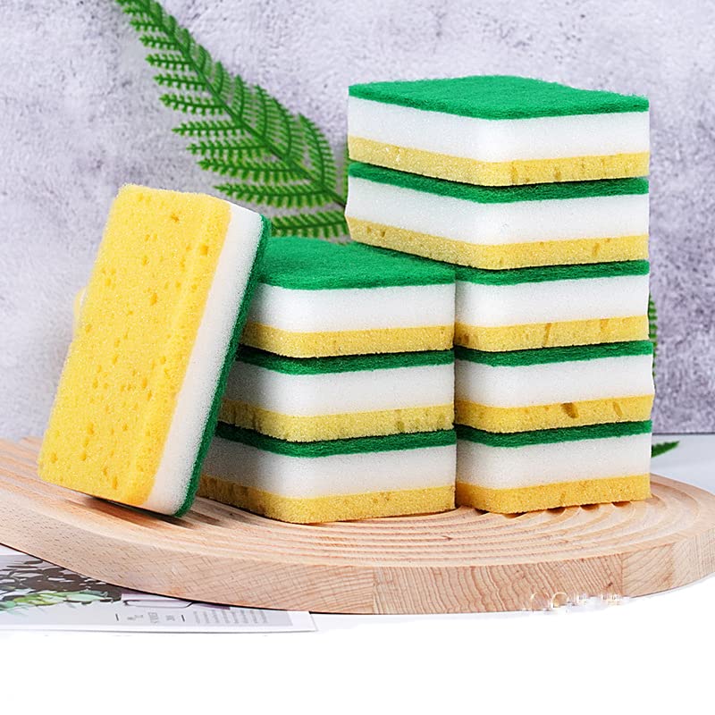 Color Sponge - High Density Scratch-Free Multipurpose Dish Sponge Color Variety Pack - BPA Free & Made with Polymer Foam - Dual-Sided Dishwashing Kitchen Sponge (Green+White+Yellow)