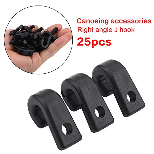 Dilwe 25pcs Kayak Lashing Hooks, J Shape Black Nylon Lashing Hooks for Kayak Bungee Cord Canoes Boats