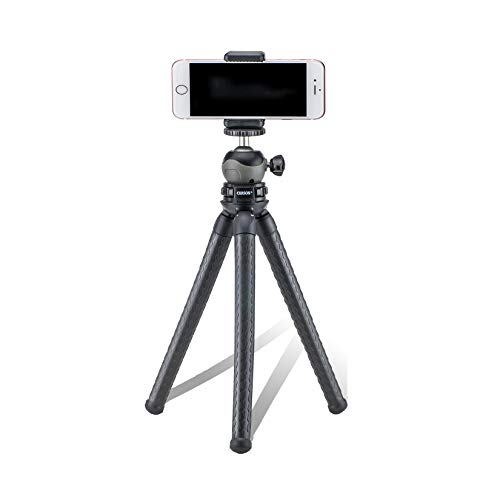 Carson BoaPod Flexible Leg Travel Tripod with Universal Smartphone Adapter and Wireless Remote Shutter Button (TR-050), Black, Medium