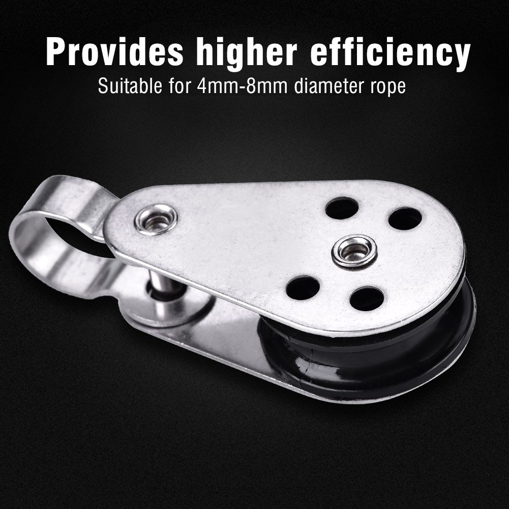 Dilwe Rope Pulley Block, Stainless Steel Single Pulley Block Kayak Canoe Boat Anchor Trolley Kit for Boating Sailing