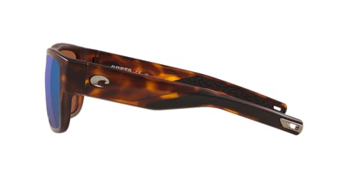 Costa Del Mar Mens Sampan Rectangular Sunglasses, Matte Tortoise/Green Mirrored Polarized-580G, 60 mm