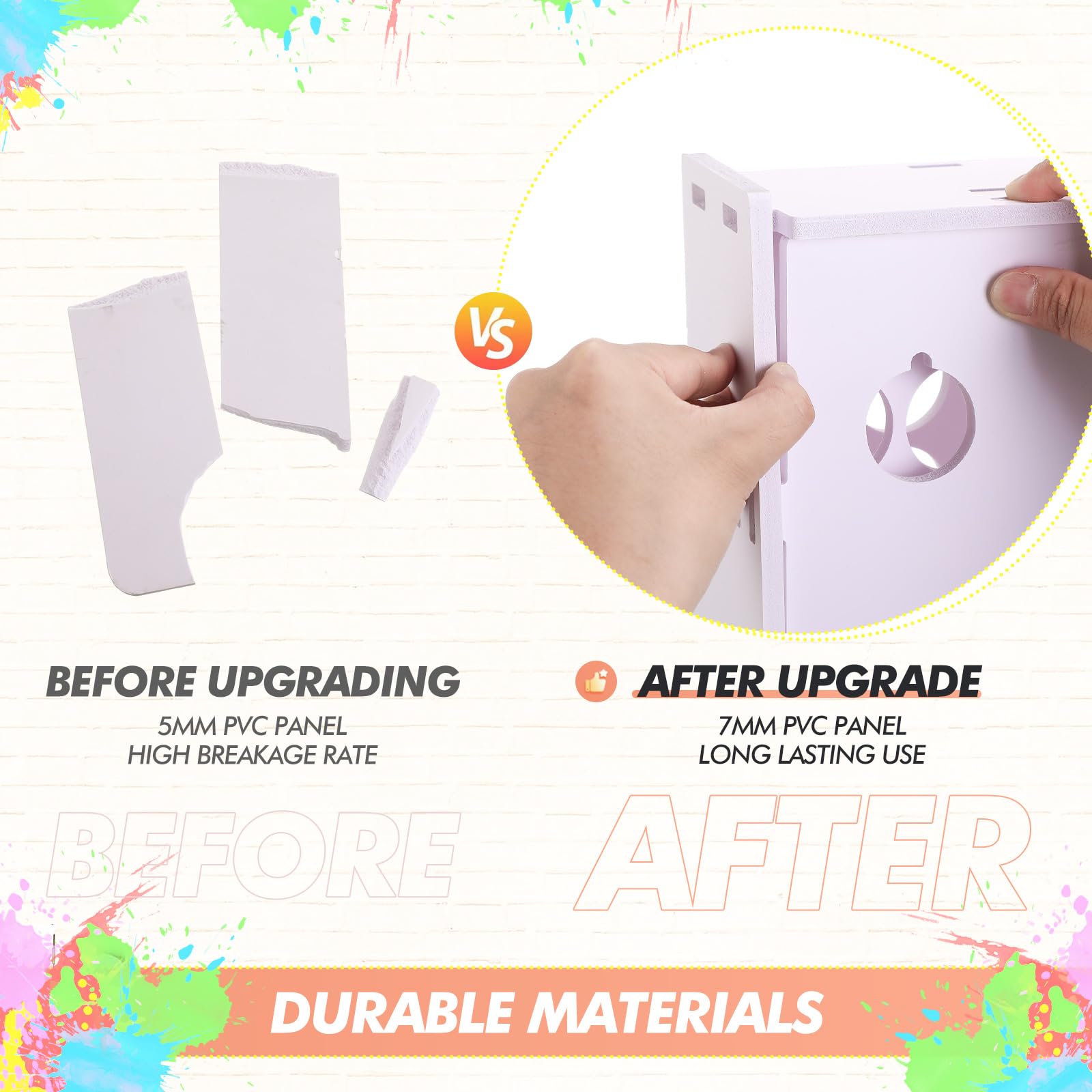 Hicarer 2 Pcs 21 Holes Craft Paint Storage Organizer Vertical Paint Rack Stand Paint Storage Containers Wall Mounted Paint Holder Removable Paint Organizer Box for 2oz Paint Bottle Art Supplies