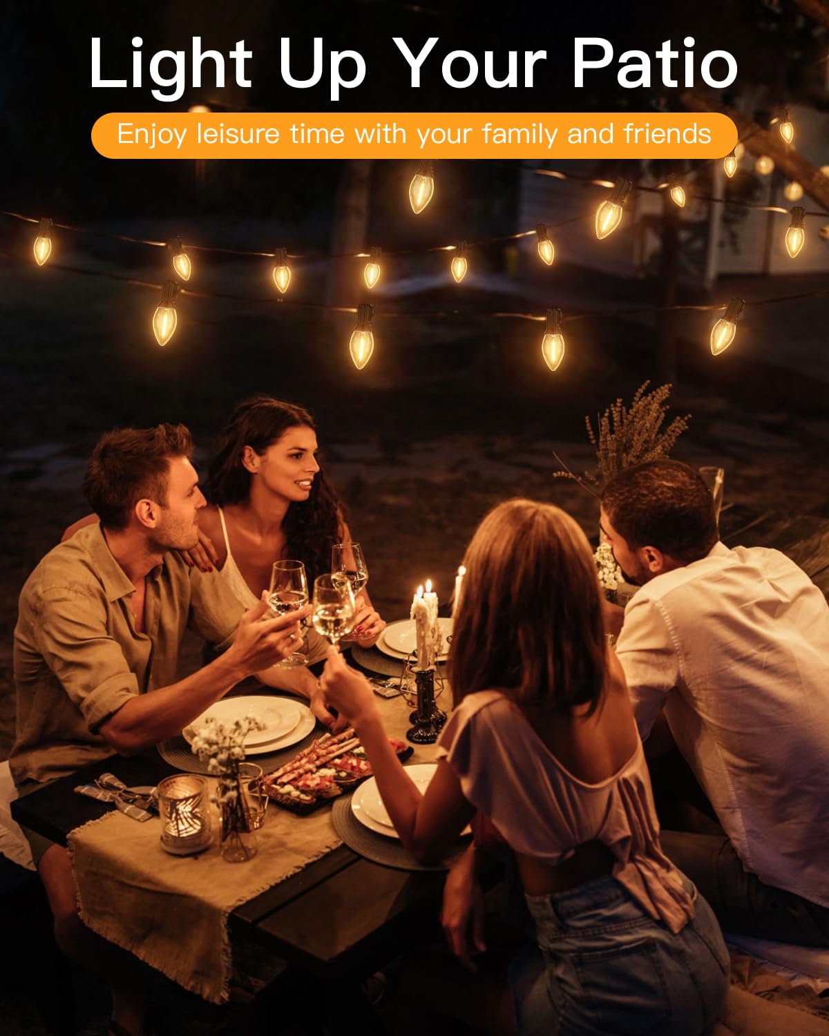 GLUROO LED Night Light Bulbs, C7 E12 Candelabra LED Light Bulbs, Clear Vintage Replacement Bulbs for Outdoor String Lights, 4W 5W 6W 7W Incandescent Bulb Equivalent, Warm White 2200K, 10 Pack