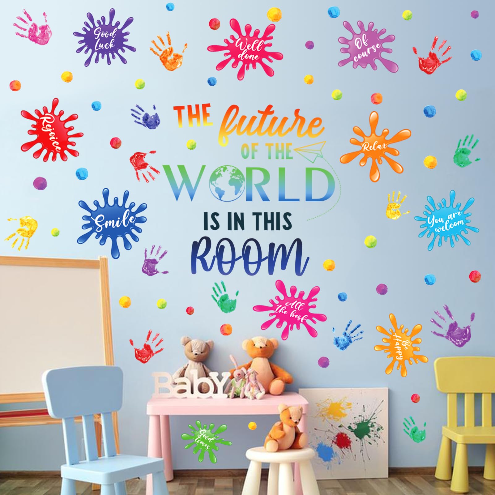 Colorful Inspirational Wall Decals Classroom Decals Kids Wall Decals Motivational Wall Decals,Splatter Wall Sticke Positive Saying Sticker Playroom Wall Decor