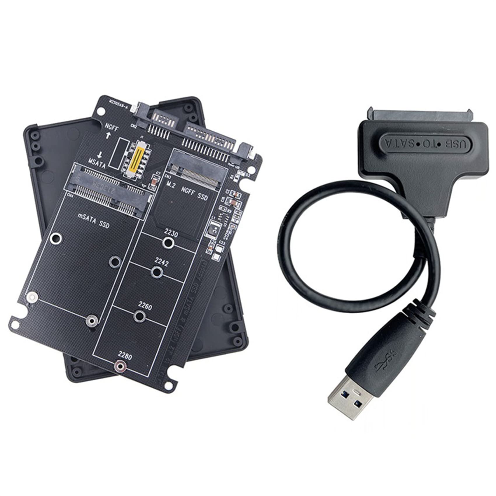 HICCYRODLY M.2 NGFF Card Card M.2 NGFF MSATA SSD to 3.0 Card 2 in 1 Converter Card with Shell+USB3.0 Drive
