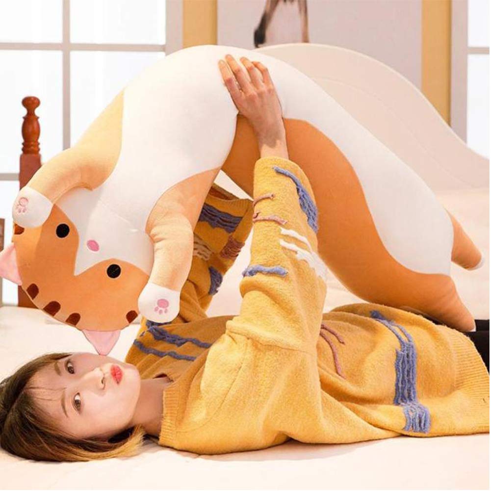 SNOWOLF Cute Cat Plush Long Body Pillow, 43 inch Cat Stuffed Animals Plushie Toy Soft Throw Sleeping Cotton Kitten Pillow Gift for Kids Girls (Gray, 43.3")