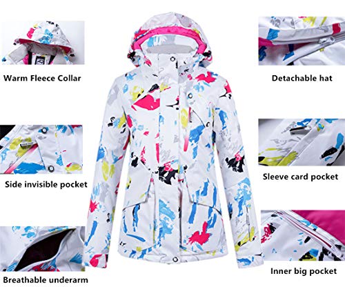 Colorful Ski Jacket Women Waterproof Insulated Pants Set Warm Snowboard Bib Suit