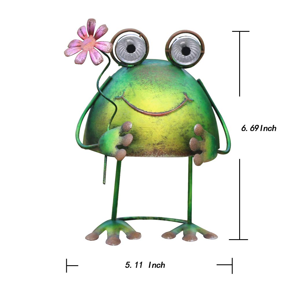 Solar Animal Lights, Metal Garden Art Frog Statue for Patio Garden Lawn Yard Flowerbed Decor