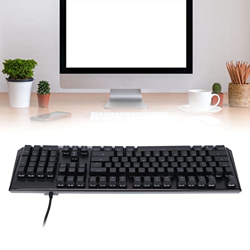 GOWENIC Game Mechanical Keyboard for PC, 104 Keys RGB Backlight Ergonomic Design Wired USB Computer Gaming Keyboard Black